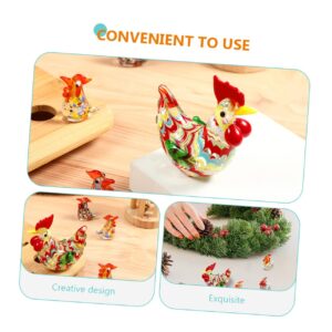 FOYTOKI Japanese Style Animals Statues Home Decors 4pcs Animal Decorations Japanese-Style Glass Crafts Rooster Statue Glass Animal Miniature