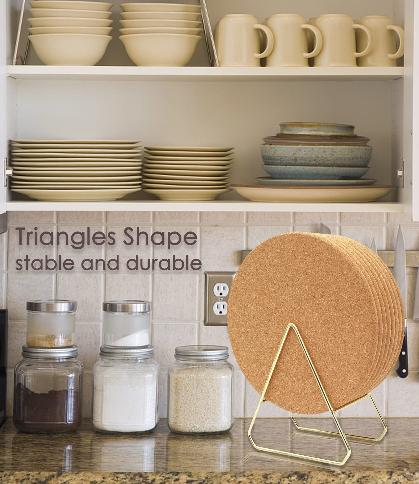 KITLAB Kitchen Organizer Rack, Dish Racks for Kitchen Counter, Drying Racks Holder for Cork Trivets, Dishes and Plates