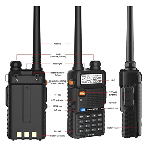 2 Pack Baofeng UV-5R 8W Ham Radio Handheld Two Way Radios Amateur Dual Band VHF UHF Military Long Range Walkie Talkies for Adults with High Gain Antenna, Rechargeable Battery, Earpiece