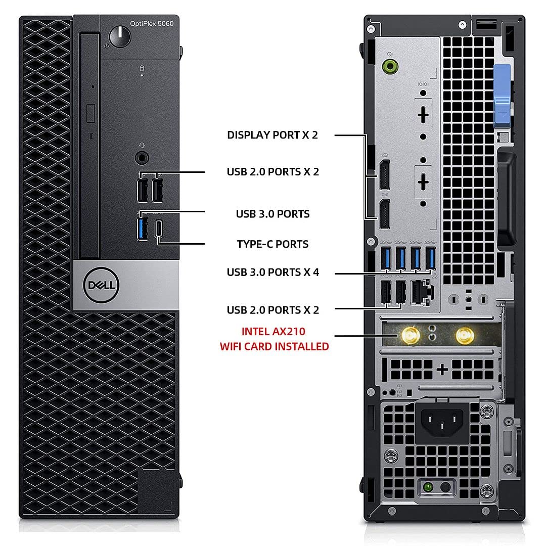 Dell OptiPlex 5060 Desktop Computers Windows 11 PC, Intel Hexa Core i7-8700 3.2GHz, 16GB Ram 512GB M.2 NVMe SSD,Intel AX210 Built-in WiFi 6e Bluetooth 5.2, Refurbished Ddesktop Computers (Renewed)