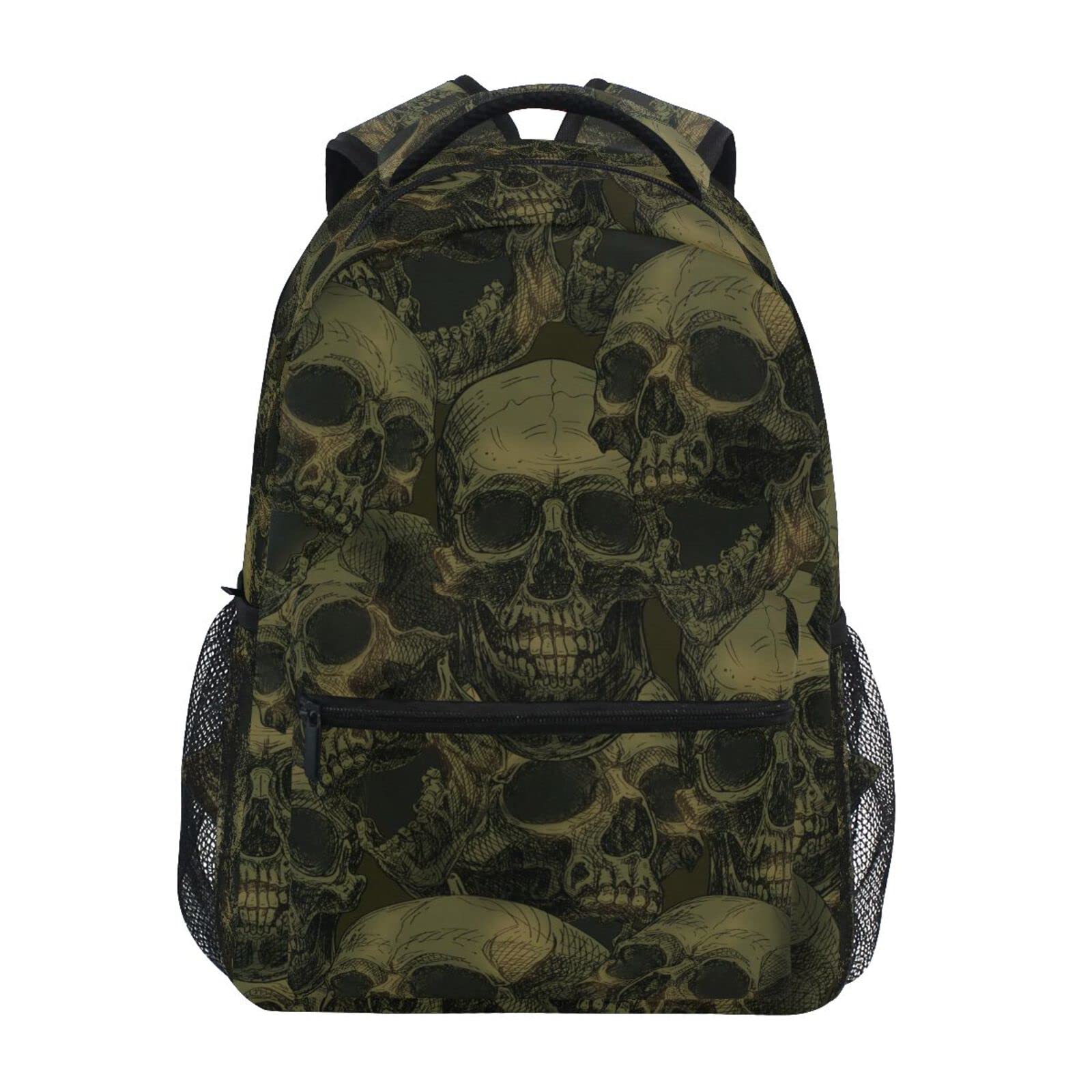 ALAZA Scary Retro Skull Backpack for Women Men,Travel Casual Daypack College Bookbag Laptop Bag Work Business Shoulder Bag Fit for 14 Inch Laptop