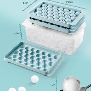 DclobTop Stackable Round Ice Cube Tray Set with Lid & Bin – Create 99PCS Round Ice Balls, Ice Trays for Freezer is Easy to Release & Sturdy– Small Pellet Ice Maker for Drinks, Coffee and Cocktails