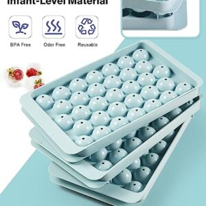 DclobTop Stackable Round Ice Cube Tray Set with Lid & Bin – Create 99PCS Round Ice Balls, Ice Trays for Freezer is Easy to Release & Sturdy– Small Pellet Ice Maker for Drinks, Coffee and Cocktails