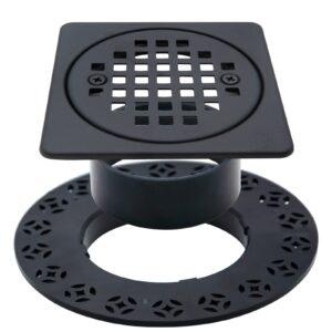 4 inch drain grate kit compatible with schluter kerdi-drain flange square shower floor drain ss304 stainless steel and abs material - cupc certification, matte black