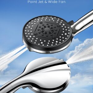 High Pressure Filtered Shower Head, 5" Large, Extra Long 70" SS Hose,10-mode Detachable Shower Head Filter for Hard Water, Handheld Shower Head for Bathroom, Anti-clog&Power Wash to Clean Tile & Pets