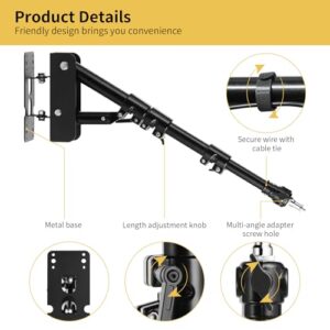 Meking Ring Light Wall Mount Boom Arm 39.37inch/100cm, for Strobe Light, Photography, Softbox, Reflector, Support 180 Degree Rotation