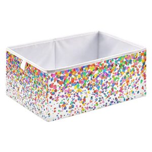 colorful confetti 11 inch cube storage bins (pack of 1), foldable cubby organizer bin for closet, clothes and toys, with handles basket bin