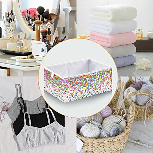 Colorful Confetti 11 inch Cube Storage Bins (Pack of 1), Foldable Cubby Organizer Bin for Closet, Clothes and Toys, with Handles Basket Bin