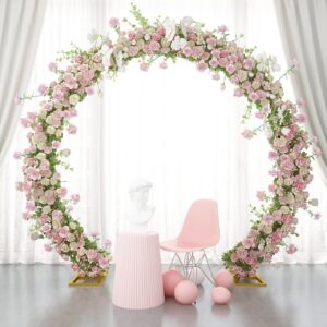 TDDFLO 9.5ft Golden Round Backdrop Stand Circle Balloon Arch Kit for Party Decoration Circle Wedding Arch Flower Ring Stand