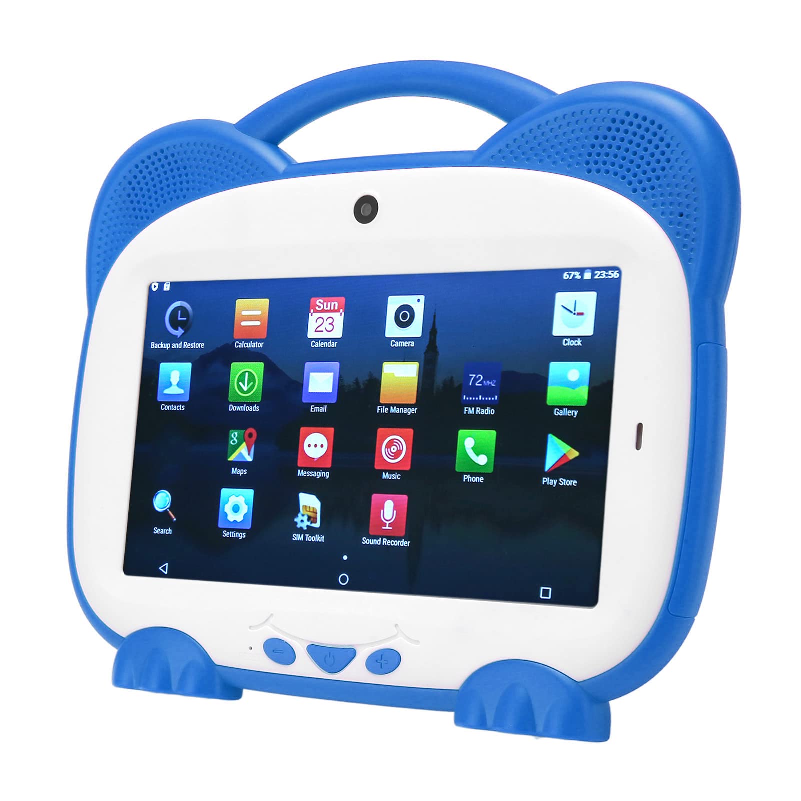 AMONIDA Kids Tablet, Tablet 7 Inch HD 1080P 4GB and 32GB Support WiFi 5500mAh Dual Camera US Plug 100‑240V for Boys (Blue)