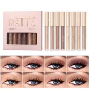 sumeitang 8 colors matte liquid eyeshadow neutral naked smooth cream brown eyeshadow set lightweight high-pigmented creamy gel matte eye shadow quick-drying waterproof long lasting