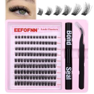 natural individual lashes clusters d curl wispy eyelashes mink fluffy lashes 8-16mm diy eyelash extensions 110 pcs volume lash clusters by eefofnn