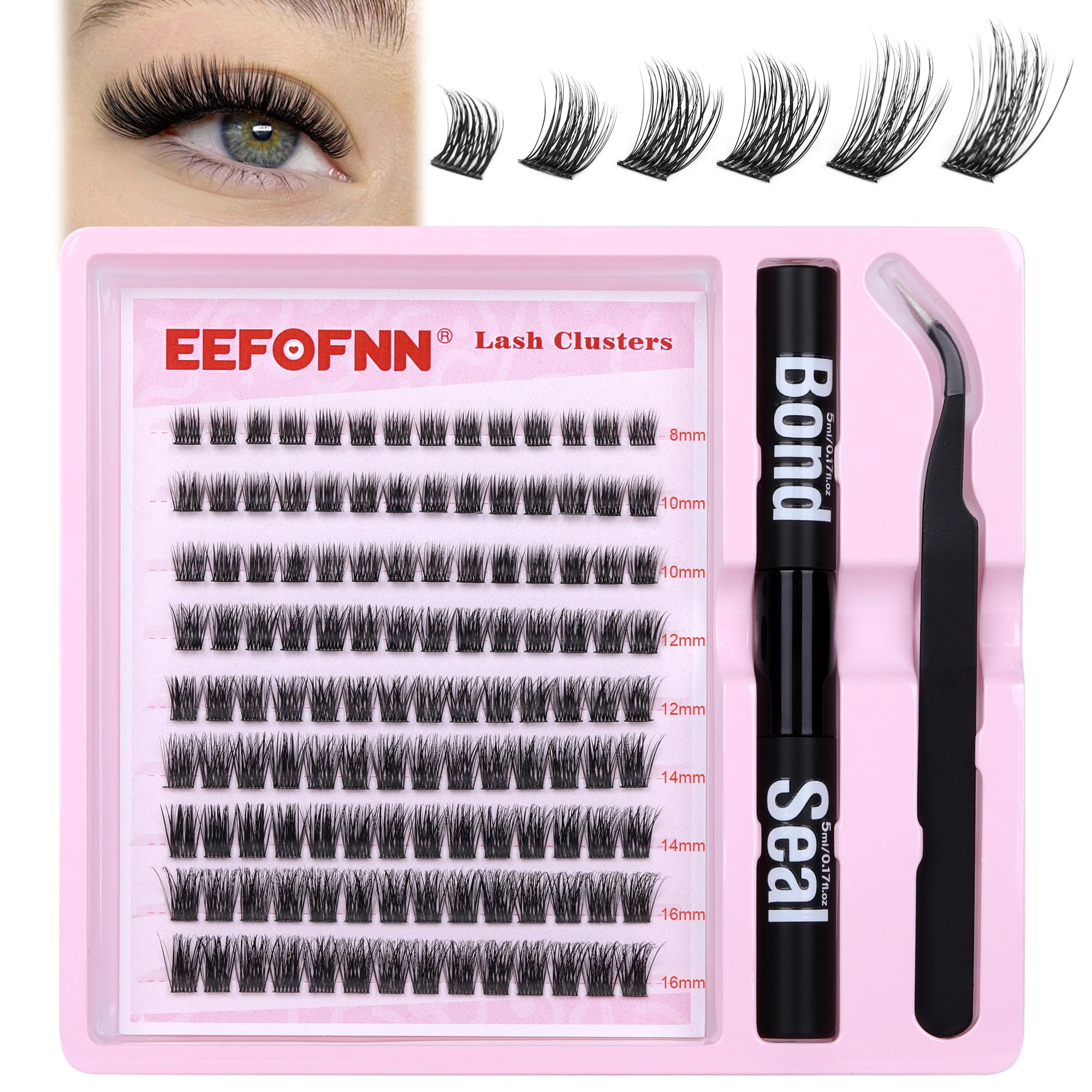 Natural Individual Lashes Clusters D Curl Wispy Eyelashes Mink Fluffy Lashes 8-16mm DIY Eyelash Extensions 110 Pcs Volume Lash Clusters by Eefofnn