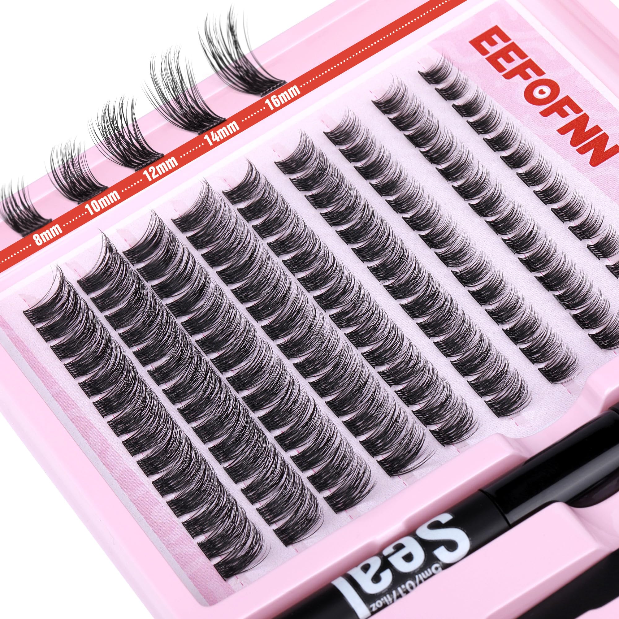 Natural Individual Lashes Clusters D Curl Wispy Eyelashes Mink Fluffy Lashes 8-16mm DIY Eyelash Extensions 110 Pcs Volume Lash Clusters by Eefofnn