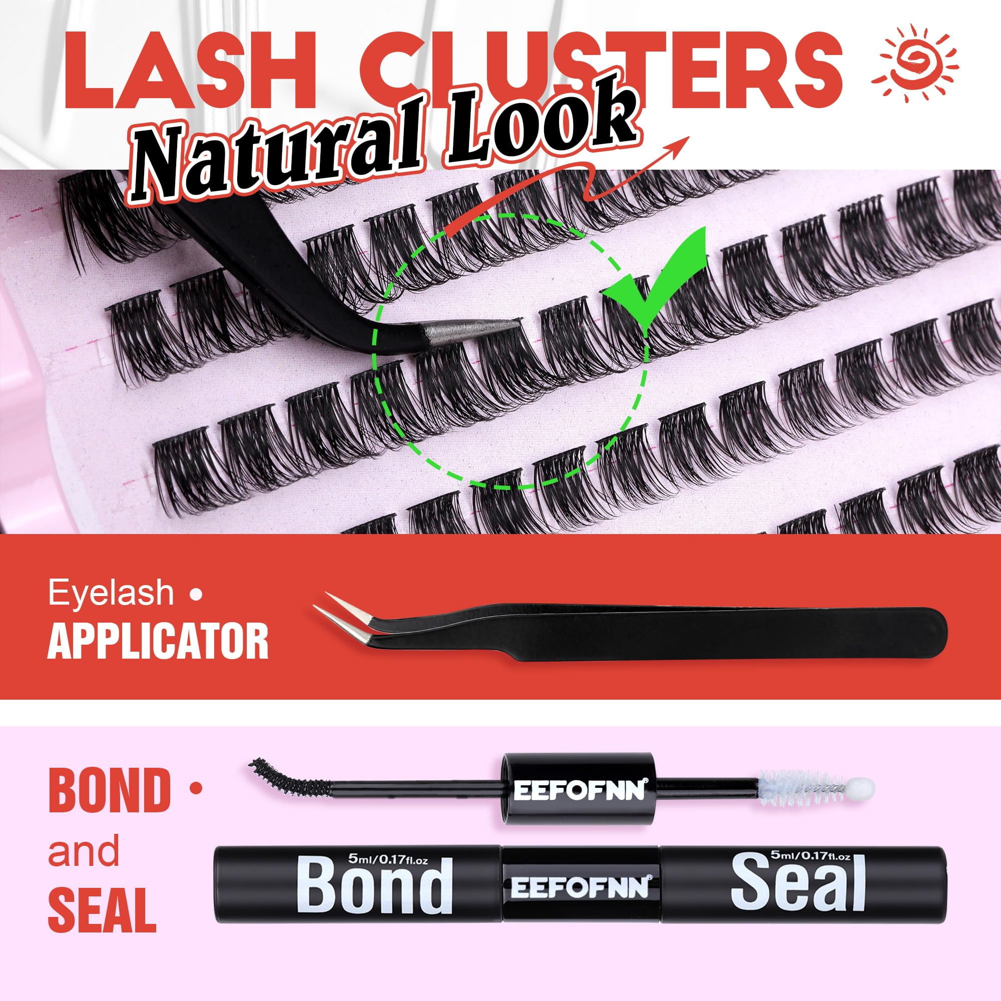 Natural Individual Lashes Clusters D Curl Wispy Eyelashes Mink Fluffy Lashes 8-16mm DIY Eyelash Extensions 110 Pcs Volume Lash Clusters by Eefofnn