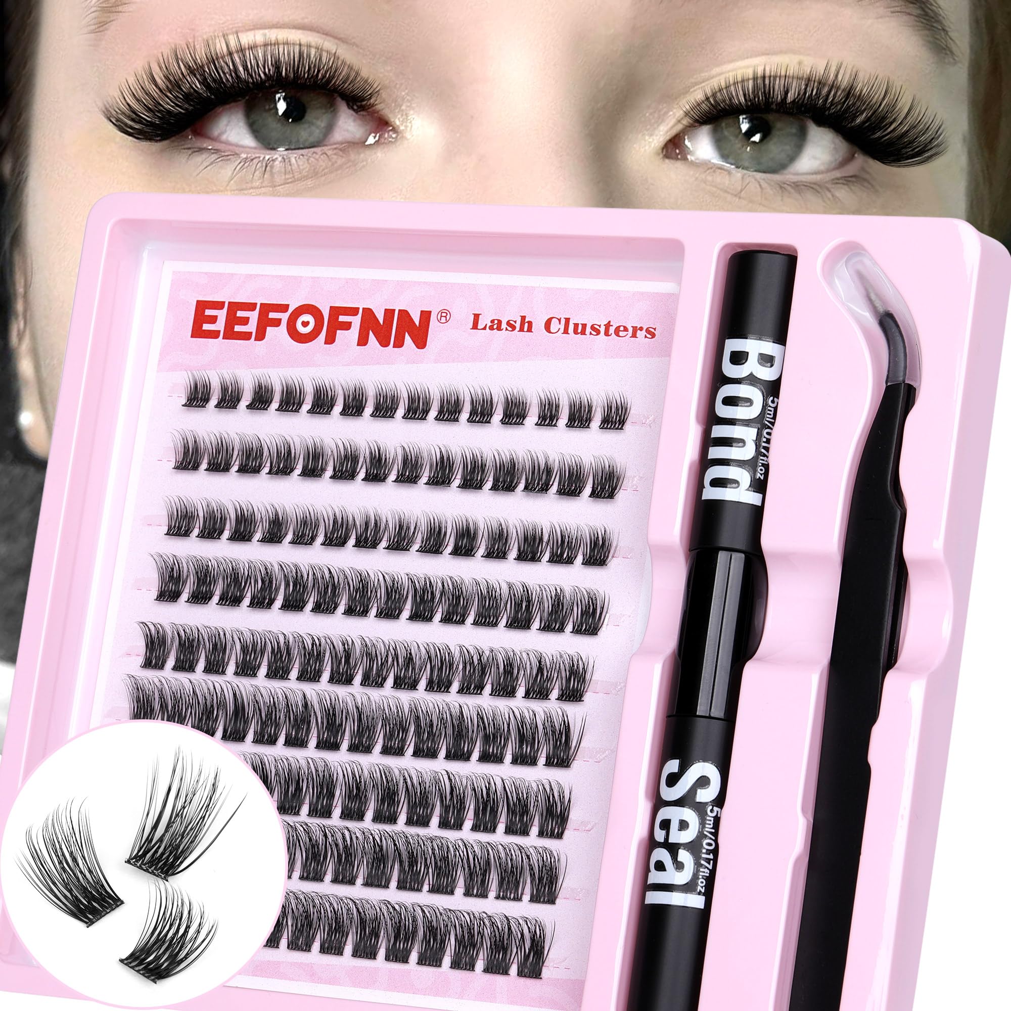 Natural Individual Lashes Clusters D Curl Wispy Eyelashes Mink Fluffy Lashes 8-16mm DIY Eyelash Extensions 110 Pcs Volume Lash Clusters by Eefofnn