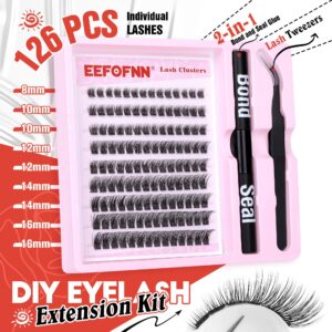 Natural Individual Lashes Clusters D Curl Wispy Eyelashes Mink Fluffy Lashes 8-16mm DIY Eyelash Extensions 110 Pcs Volume Lash Clusters by Eefofnn