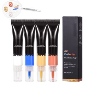 4 pcs foundation mixing pigment set, liquid foundation mixing pigment for adjusting shade foundation color corrector, sweat-proof long lasting silky-smooth liquid foundation,1.33 oz/pcs