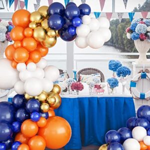 103 Pcs Balloon Arch Kit, Navy Royal Dark Blue Gold Orange Balloons Garland Kit, Metallic Chrome Latex Matte Balloons Different Size for Graduation Decorations Class of 2024 Thanksgiving Party Decor