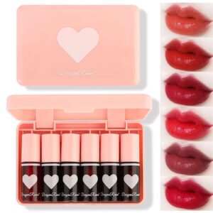 6 colors lip tint stain set, korean lip gloss lip tint stain plumping mini liquid lipstick, multi-use lip and cheek tint, long lasting high pigment, liquid blush waterproof tinted lip gloss