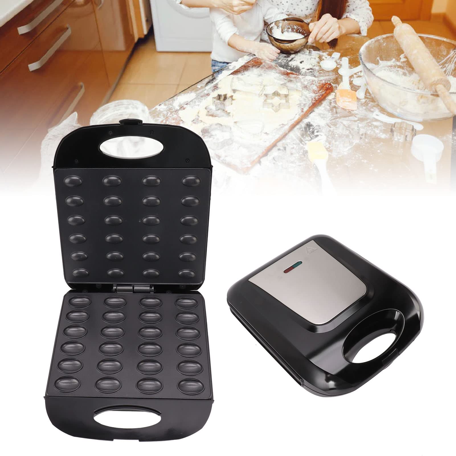 Electric Walnut Cake Maker, 1400W Toaster Baking Breakfast Pan Oven with Temperature Control, 24pcs Capacity Electric Nut Waffle Bread Maker for Cooking Breakfast, Gifts