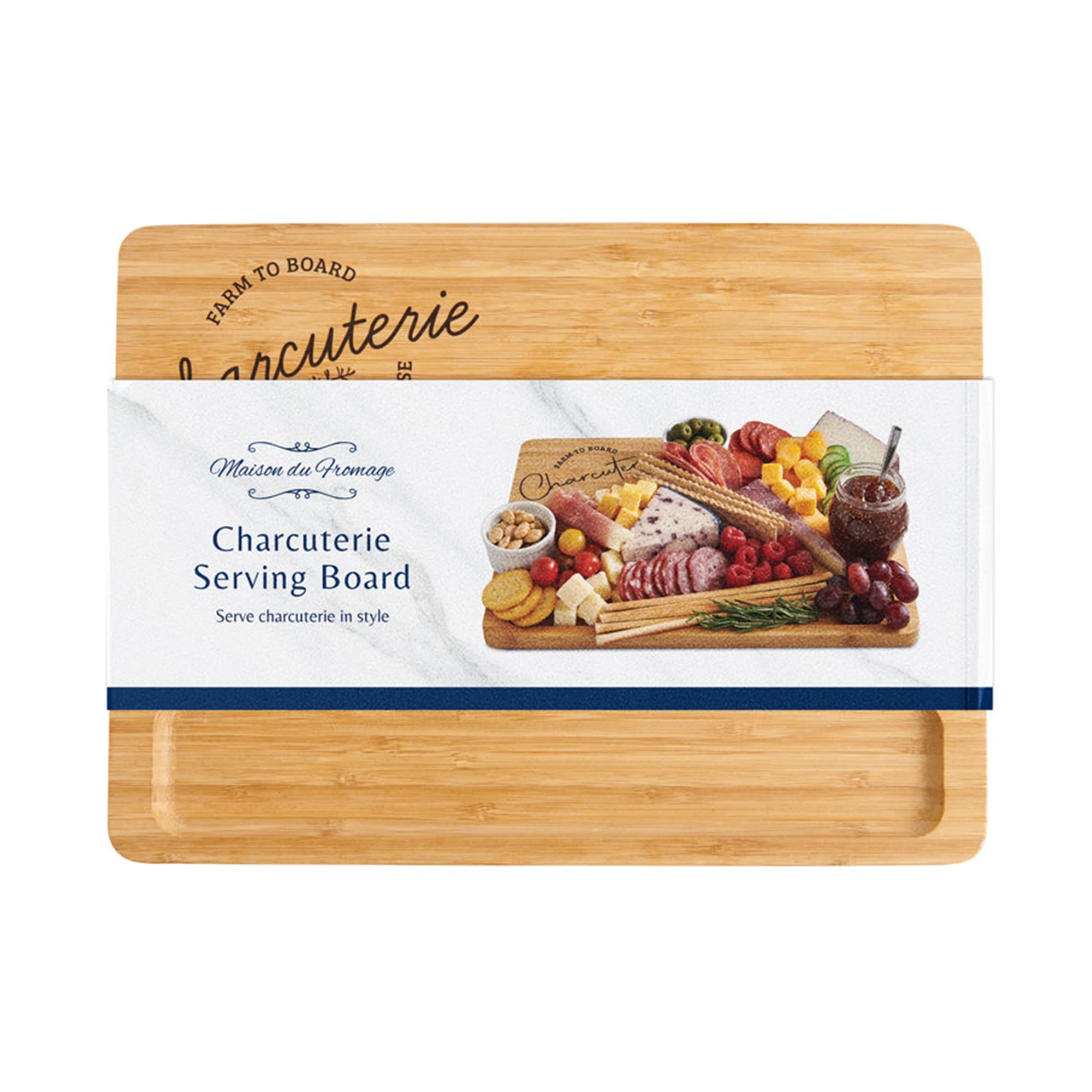 HIC Kitchen Maison du Fromage Charcuterie Cheese Board, Caramelized Bamboo, Rectangular, 11 x 15 x 0.6-Inches