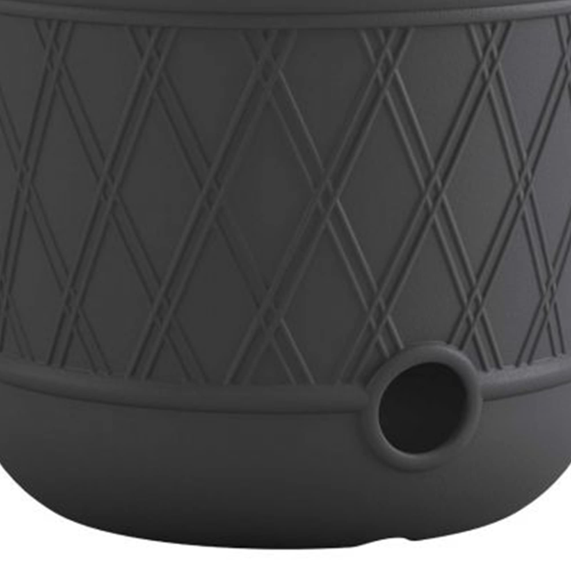 Suncast Round Resin Decorative Weatherproof Outdoor Hideaway Standard Garden Hose Storage Pot with Drainage Holes for Garden, Gray