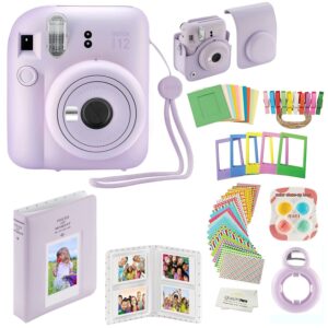 fujifilm instax mini 12 instant camera with case, decoration stickers, frames, photo album and more accessory kit (lilac purple)…