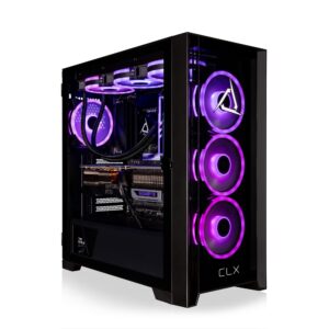 clx set gaming desktop - liquid cooled amd ryzen 7 7800x3d 4.2ghz 8-core processor, 32gb ddr5 memory, geforce rtx 4070 12gb gddr6x graphics, 1tb ssd, 4tb hdd, wifi, windows 11 home 64-bit