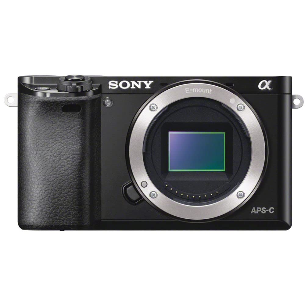 Sony Alpha a6000 Mirrorless Camera with 16-50mm Lens (ILCE6000L/B) + 64GB Card + Card Reader + Case + Flex Tripod + Hand Strap + Memory Wallet + Cap Keeper + Cleaning Kit (Renewed)