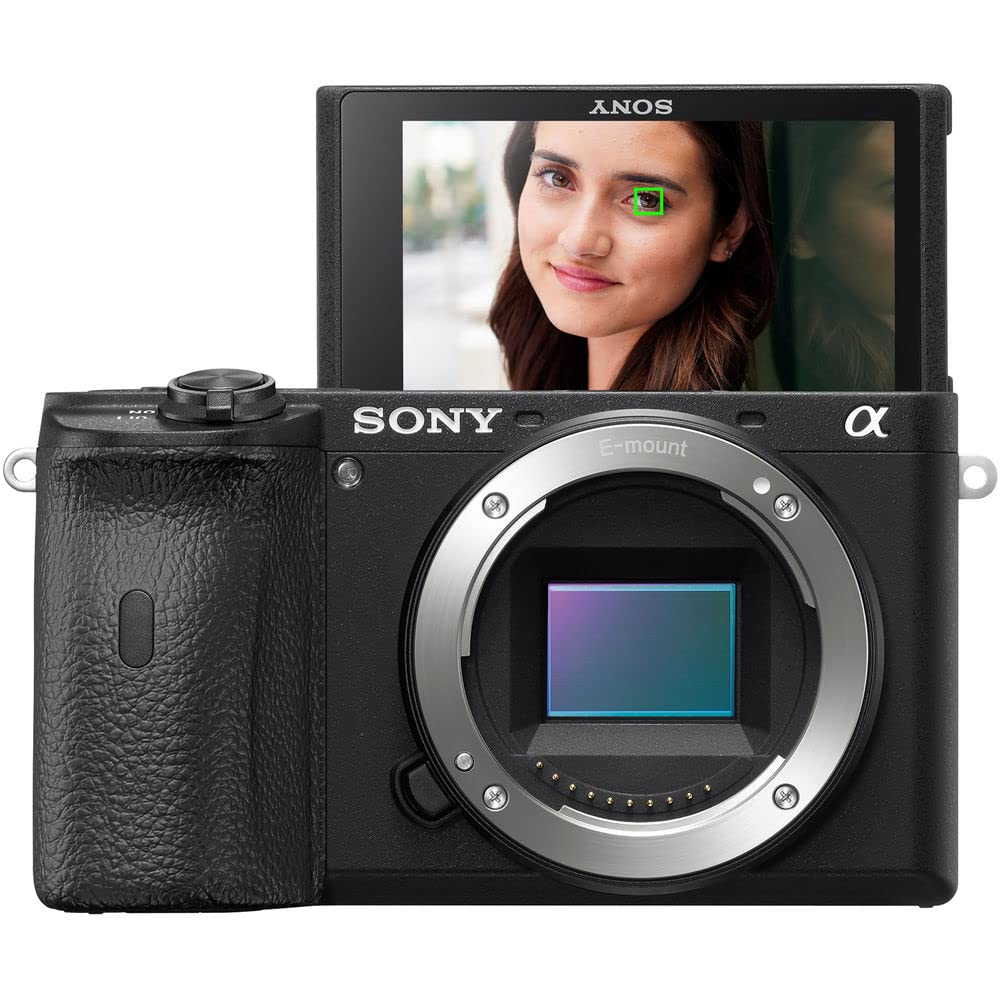 Sony a6600 Mirrorless Camera (ILCE6600/B) + 2 x NP-FZ100 Compatible Battery + 64GB Card + Card Reader + LED Light + Corel Photo Software + HDMI Cable + Case + Flex Tripod + Hand Strap + More (Renewed)