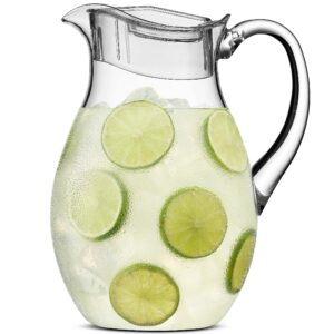 mosjos acrylic pitcher (72 oz), clear plastic, water pitcher with lid, shatterproof, bpa-free clear pitcher, ideal for sangria, lemonade, juice, iced tea & more (clear)