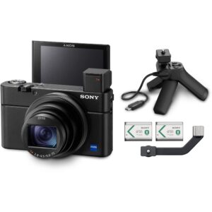 Sony Cyber-Shot DSC-RX100 VII Digital Camera with Shooting Grip Kit (DSC-RX100M7G) + 64GB Memory Card + Case + Card Reader + Flex Tripod + Memory Wallet + Cleaning Kit (Renewed)