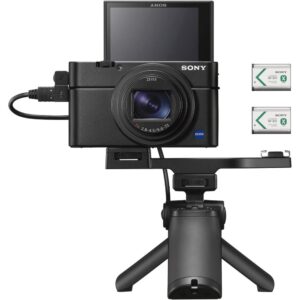 Sony Cyber-Shot DSC-RX100 VII Digital Camera with Shooting Grip Kit (DSC-RX100M7G) + 64GB Memory Card + Case + Card Reader + Flex Tripod + Memory Wallet + Cleaning Kit (Renewed)