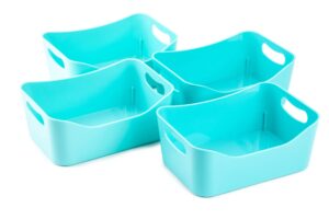 core home all-purpose teal 7.5 x 5 polypropylene storage bins set of 4