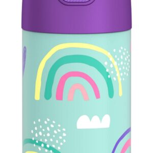 THERMOS FUNTAINER Water Bottle with Straw - 12 Ounce, Rainbows - Kids Stainless Steel Vacuum Insulated Water Bottle with Lid