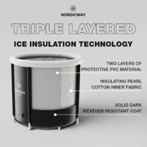 NORDICWAY – Ice Bath LARGE – Cold Plunge Tub Outdoor recovery – Triple Layered Insulation – Portable Ice Bath Tub For Athletes - Durable Cold Tub