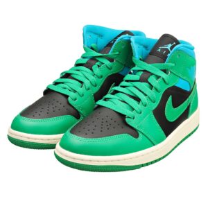 Jordan 1 Mid Women Black/Lucky Green-Aquatone BQ6472-033 9.5