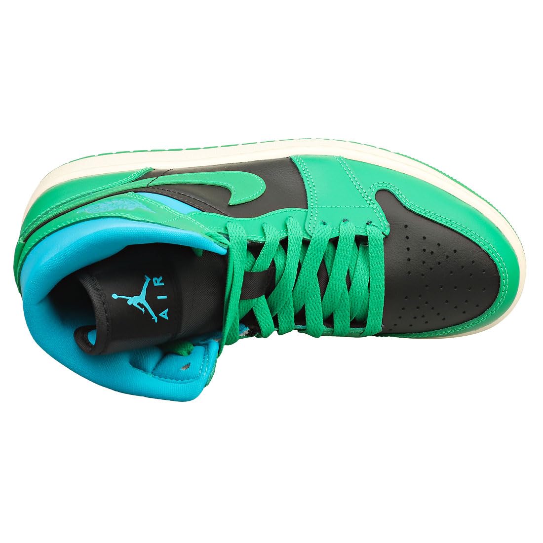 Jordan 1 Mid Women Black/Lucky Green-Aquatone BQ6472-033 9.5