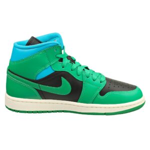 Jordan 1 Mid Women Black/Lucky Green-Aquatone BQ6472-033 9.5