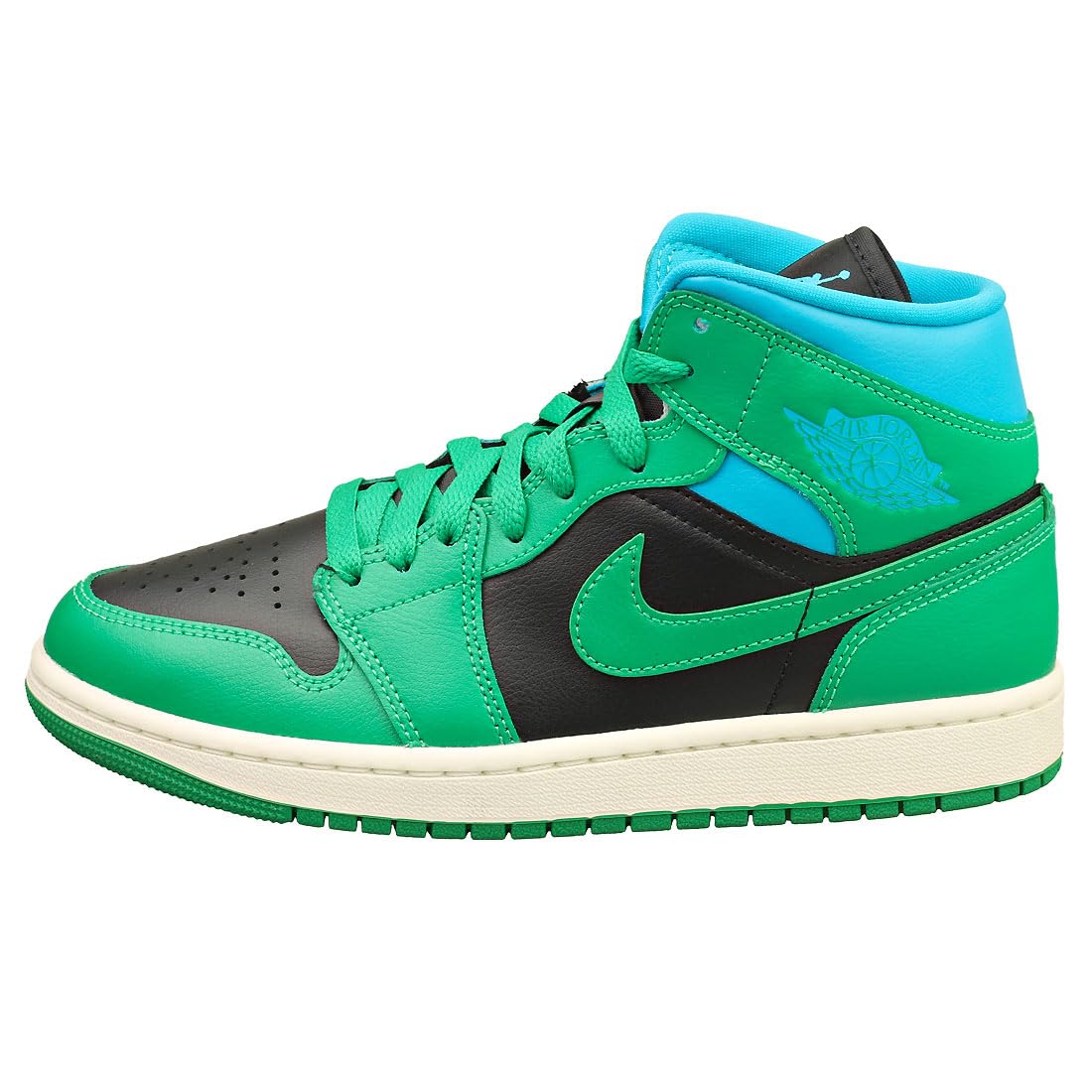 Jordan 1 Mid Women Black/Lucky Green-Aquatone BQ6472-033 9.5