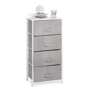 bino 4-drawer fabric dresser storage tower, light grey | closet organizer unit | bedroom storage cabinet | clothing drawer & dresser furniture | organizing drawer for nursery hallway entryway room