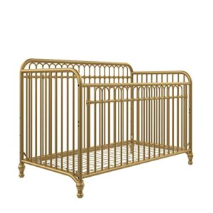 little seeds raven 3-in-1 convertible metal crib, jmpa certified, gold