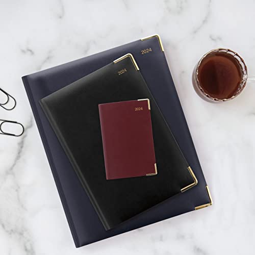 Letts of London Classic Weekly Planner, 12 Months, January to December, 2024, Appointments, Gold Corners, Quarto Size, 10.25" x 8.25", Burgundy (C32YBY-24)