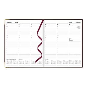 Letts of London Classic Weekly Planner, 12 Months, January to December, 2024, Appointments, Gold Corners, Quarto Size, 10.25" x 8.25", Burgundy (C32YBY-24)