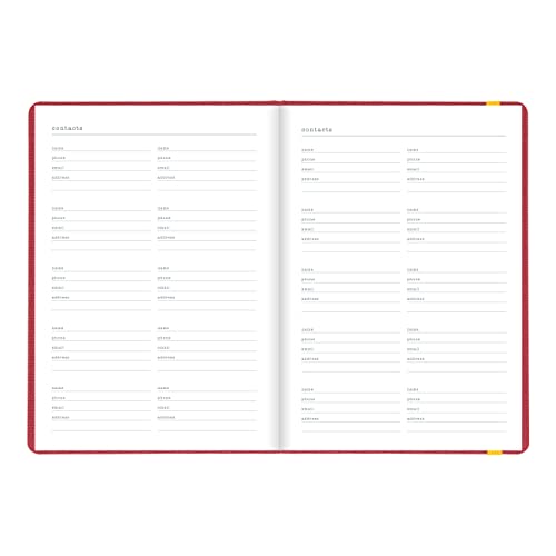 Letts of London Raw Weekly/Monthly Planner, 12 Months, January to December, 2024, Sewn Binding, A5 Size, 8.25" x 5.875", Multilingual, Berry (C082310-24)