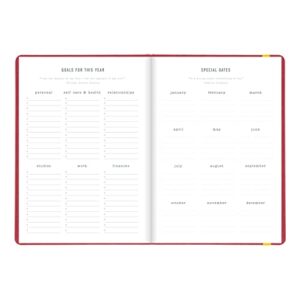 Letts of London Raw Weekly/Monthly Planner, 12 Months, January to December, 2024, Sewn Binding, A5 Size, 8.25" x 5.875", Multilingual, Berry (C082310-24)