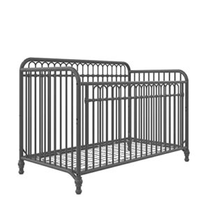 little seeds raven 3-in-1 convertible metal crib, jmpa certified, gray