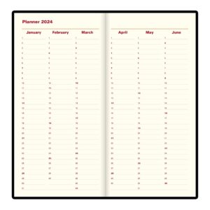 Letts of London Belgravia Weekly/Monthly Planner, 12 Months, January to December, 2024, Appointments, Horizontal, Slim Size, 6.625" x 3.25", Red (C33SRD-24)