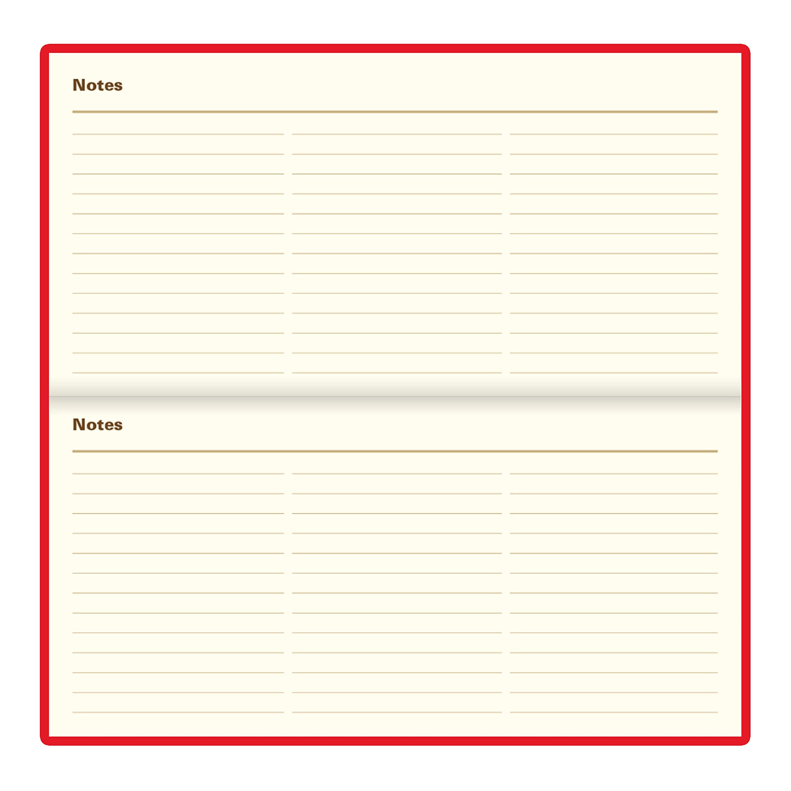 Letts of London Belgravia Weekly/Monthly Planner, 12 Months, January to December, 2024, Appointments, Horizontal, Slim Size, 6.625" x 3.25", Red (C33SRD-24)